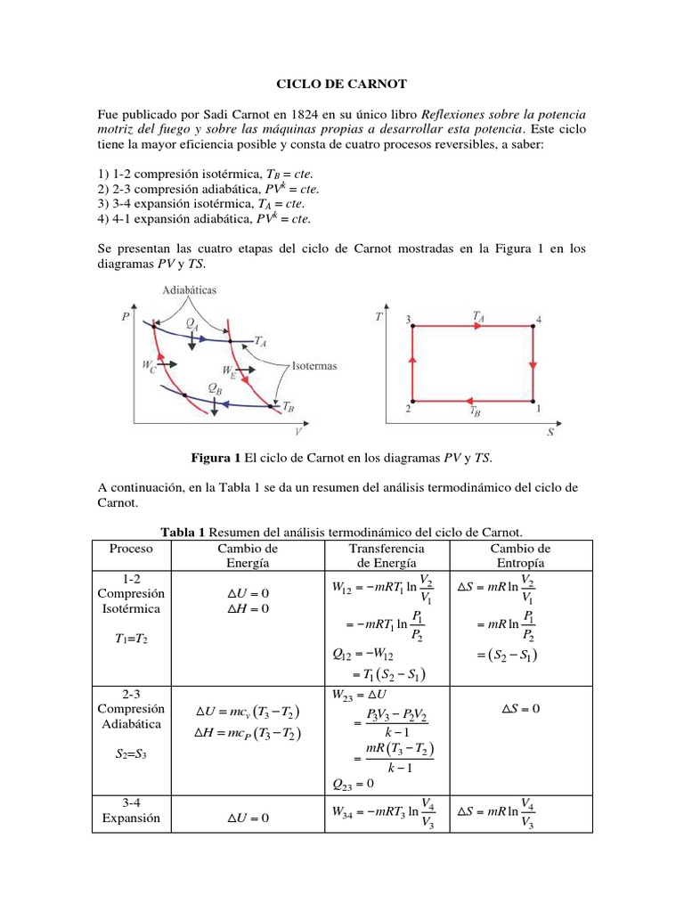 Ciclo de Carnot | PDF | Química Física | Teoría de sistemas