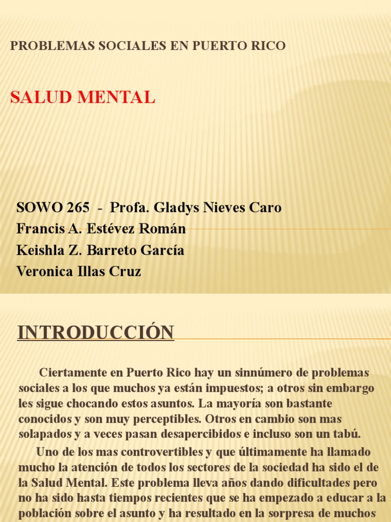 Problemas Sociales en Puerto Rico | PDF | Salud mental | La dependencia ...