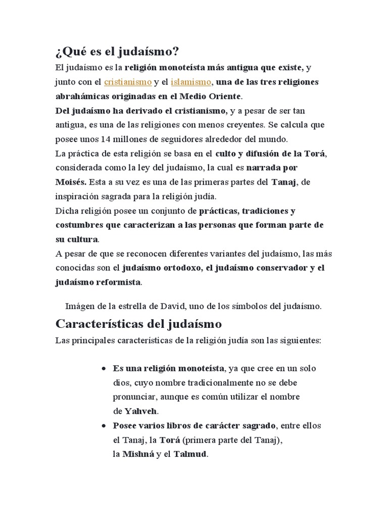 Características del judaísmo y su práctica | PDF | Shabat | Tora