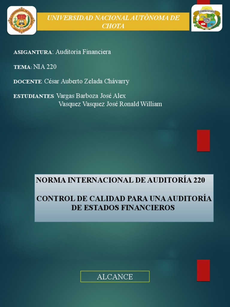 Nia 220 | PDF | Auditoría | Contralor