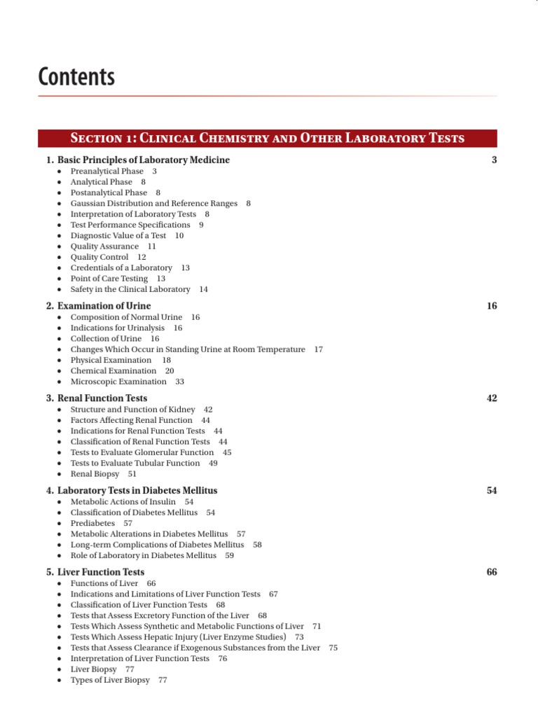 Section 1: Clinical Chemistry and Other Laboratory Tests: 1. Basic ...