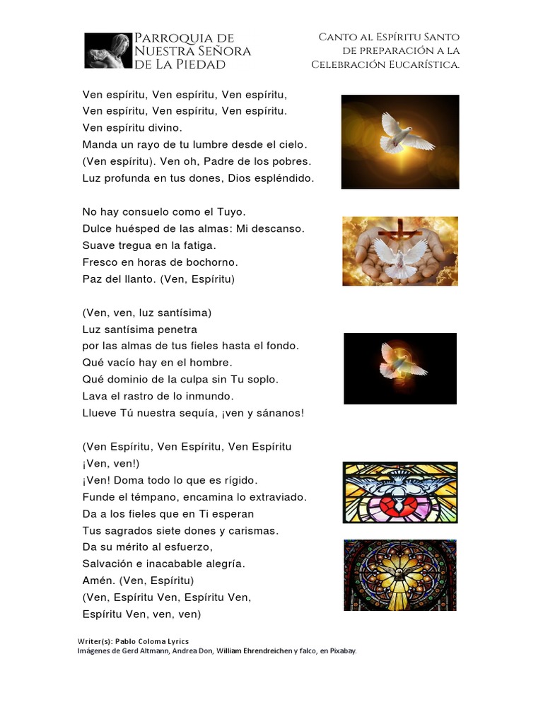 Ven Espíritu Divino Lyrics | PDF