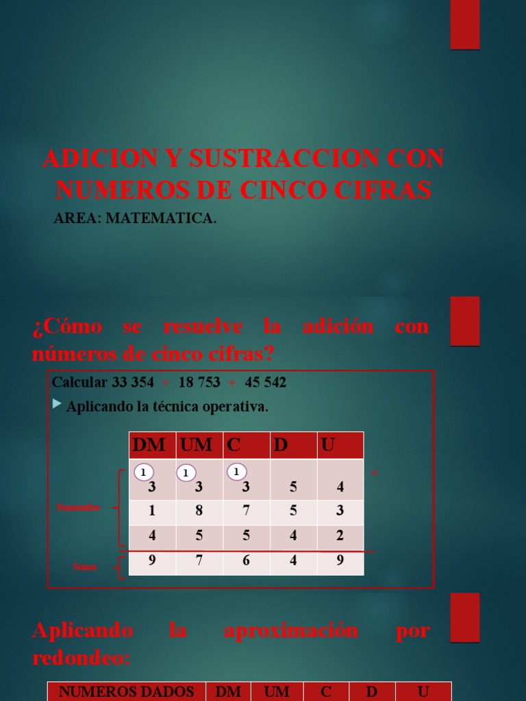 Clase #2 U-Vi Suma y Resta de 5 Cifras. | PDF