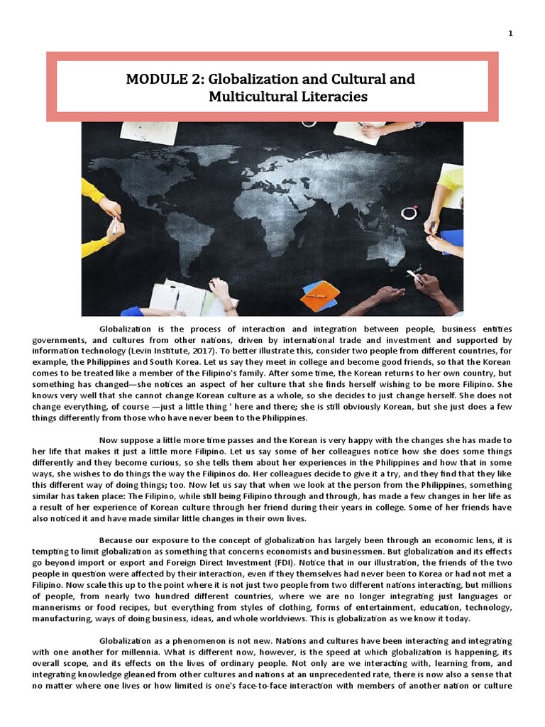MODULE 2: Globalization and Cultural and Multicultural Literacies | PDF ...