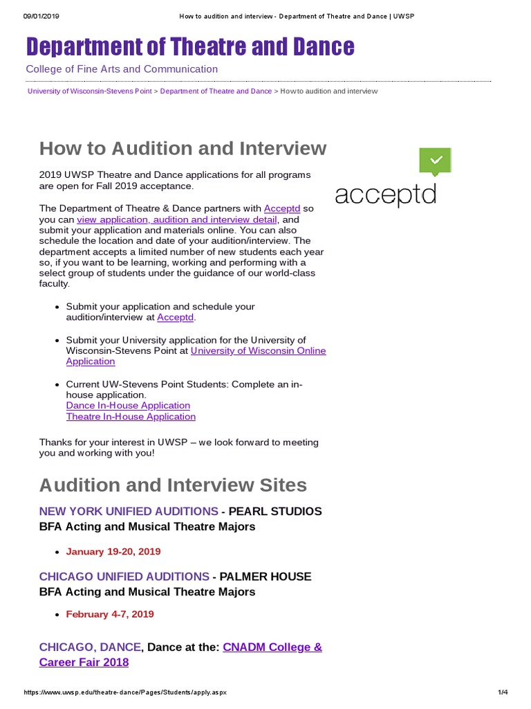 How To Audition and Interview - Department of Theatre and Dance - UWSP ...