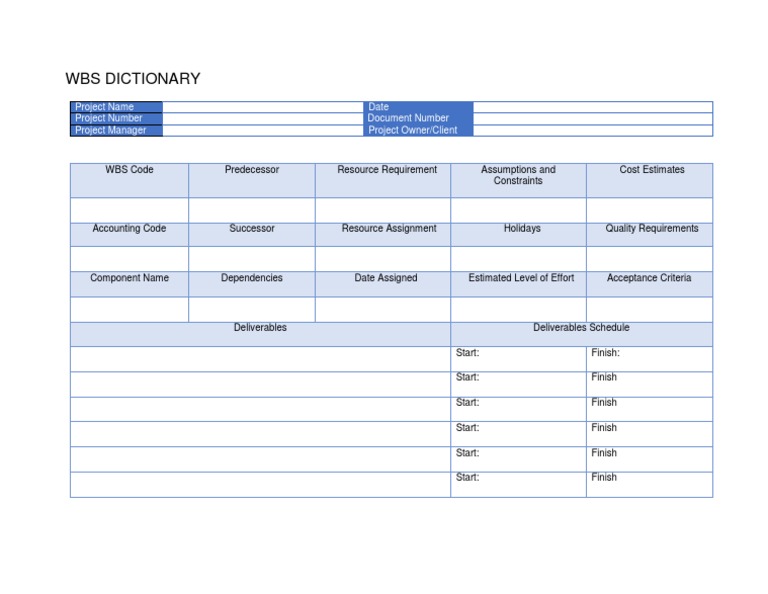 WBS Dictionary Template | PDF