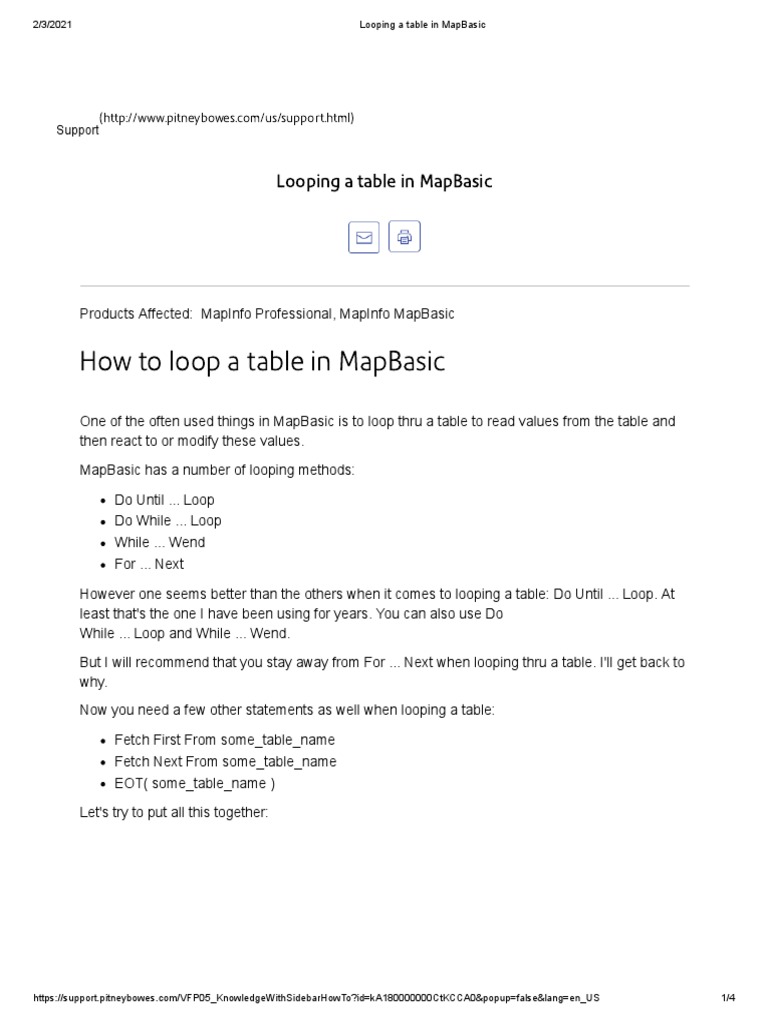 Looping A Table in MapBasic | PDF | Mail | Software Engineering