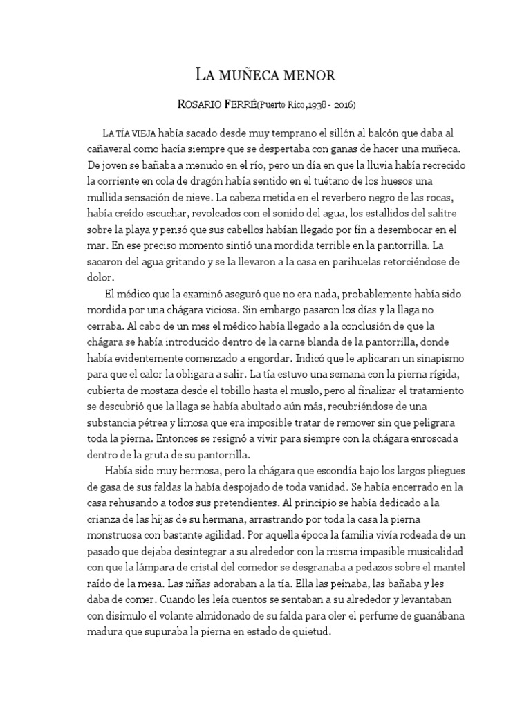 La muñeca menor de Rosario Ferré | PDF | Novela negra, policíaca y ...