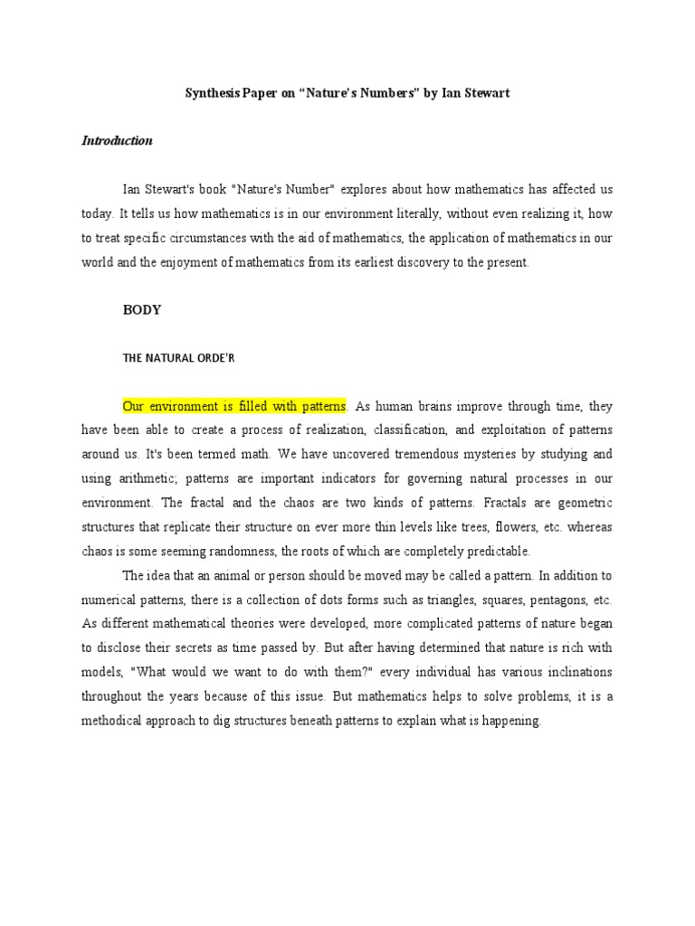 Synthesis of Ian Stewart's Nature's Numbers | PDF | Horse Gait | Chaos ...