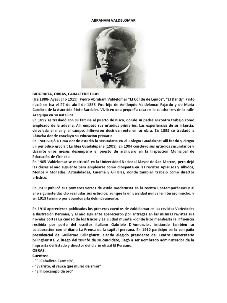 Biografía de Abraham Valdelomar | PDF