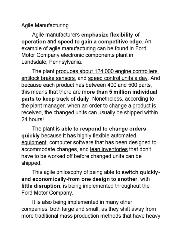 Ford's Agile Manufacturing Success | PDF | Agile Software Development ...