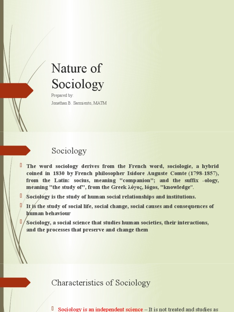 Nature of Sociology | PDF | Sociology | Survey Methodology