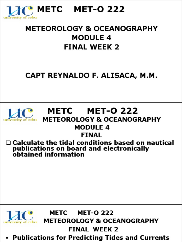 Meteorology & Oceanography Final Week 2: Metc Met-O 222 | PDF | Tide | Physical Geography
