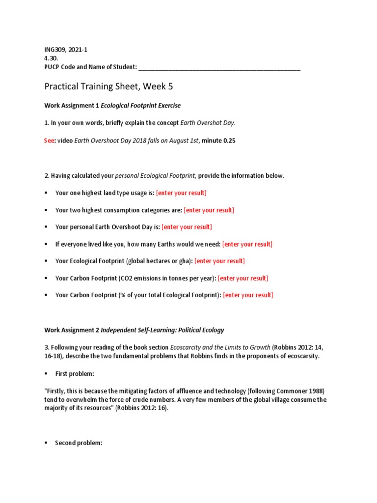 Worksheet Week5 - Solutions | PDF | Economies | Natural Environment