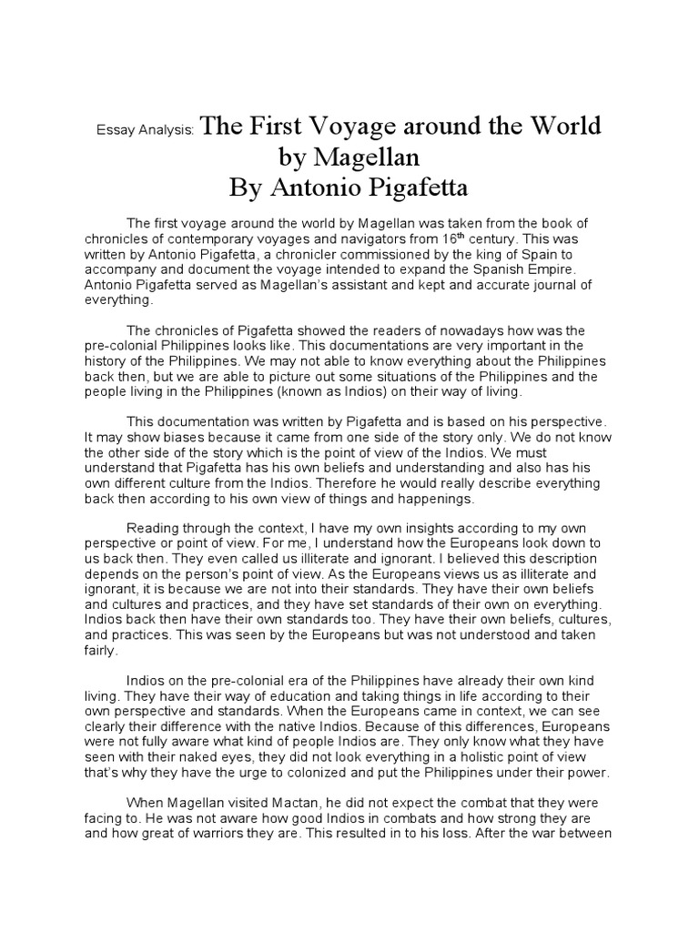Essay Analysis The First Voyage Around The World by Magellan | PDF ...