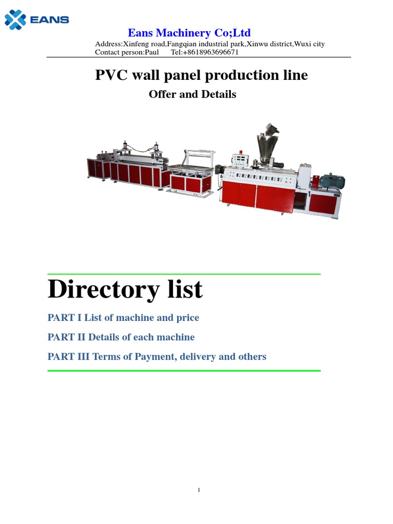 Directory List: PVC Wall Panel Production Line | PDF | Engines ...