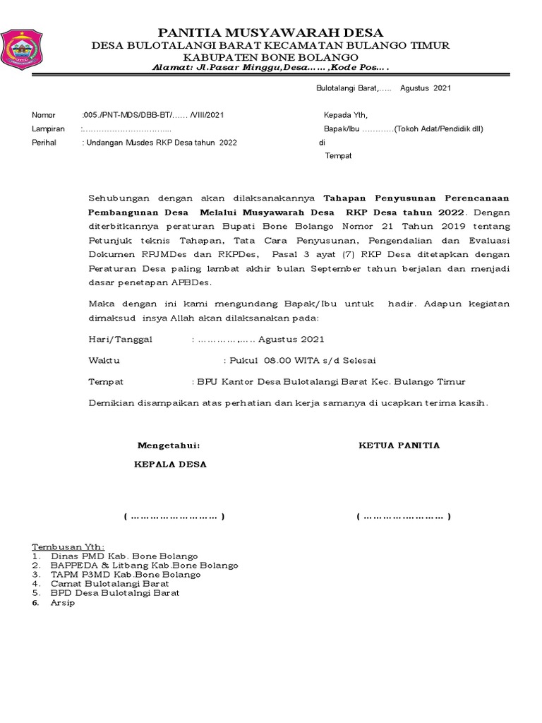 Undangan Musdes RKP Desa 2022 | PDF
