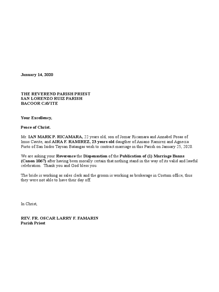 Letter of Dispensation Untitled 1 | PDF