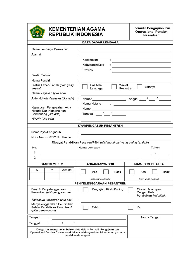 FORMULIR Depag | PDF