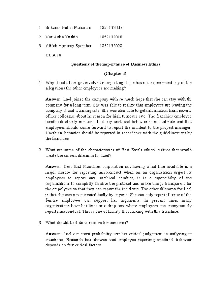 Chapter 1 - Importance of Business Ethics | PDF