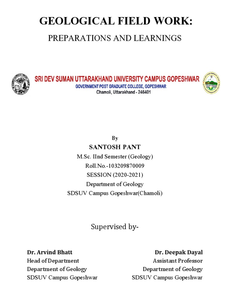 Geological Field Work Learning and Preparation Report | PDF | Compass ...