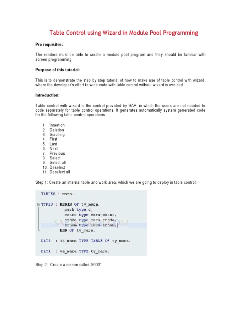 Table Control Using Wizard in Module Pool Programming | Download Free PDF | Information Age ...