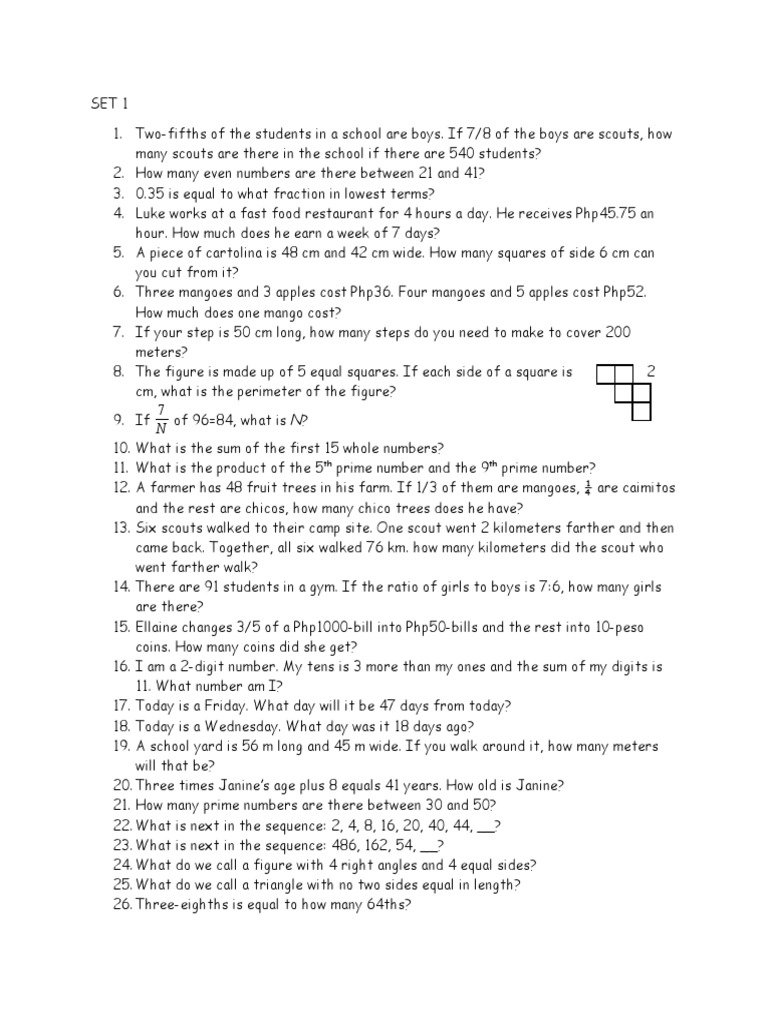 Grade 3 MTAP Reviewer Questions | PDF | Numbers | Odds