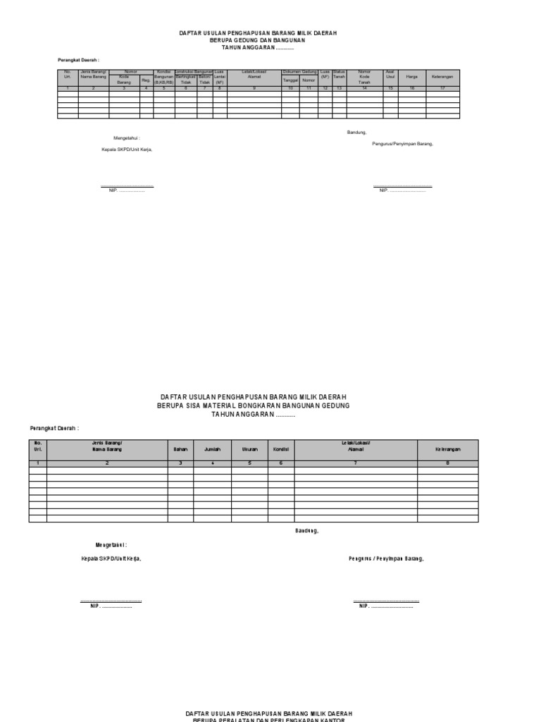 Format Penghapusan BMD | PDF