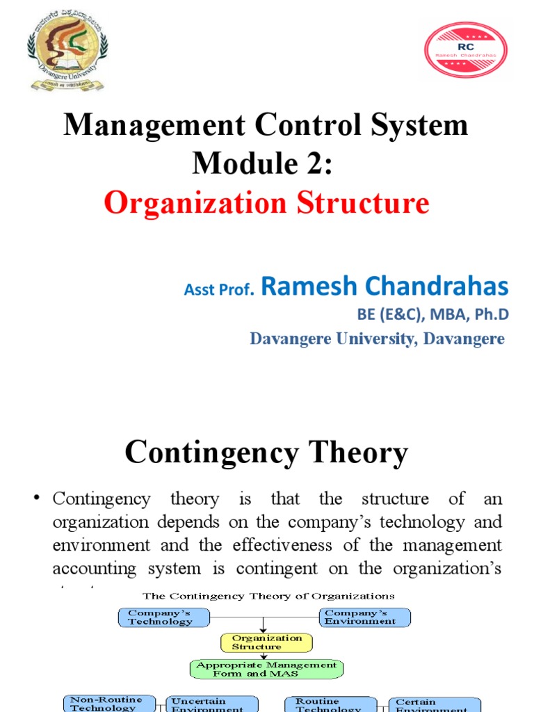 MBA-Fourth Semester-Management Control System - Organisation Structure ...