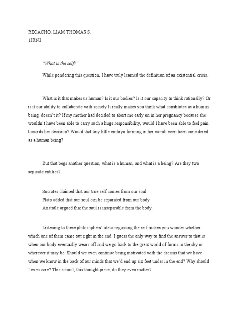 What Is Self? - Thought Piece | PDF | Soul | Idea