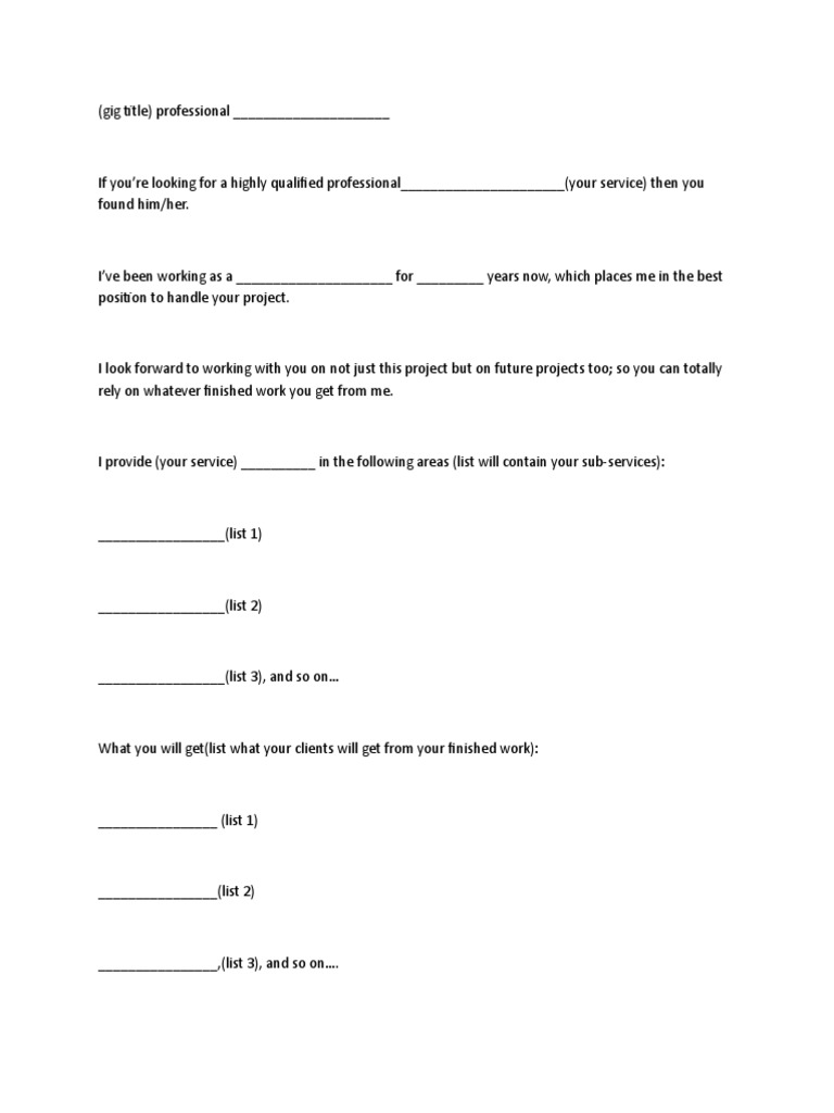 Fiverr Gig Description Templates | PDF