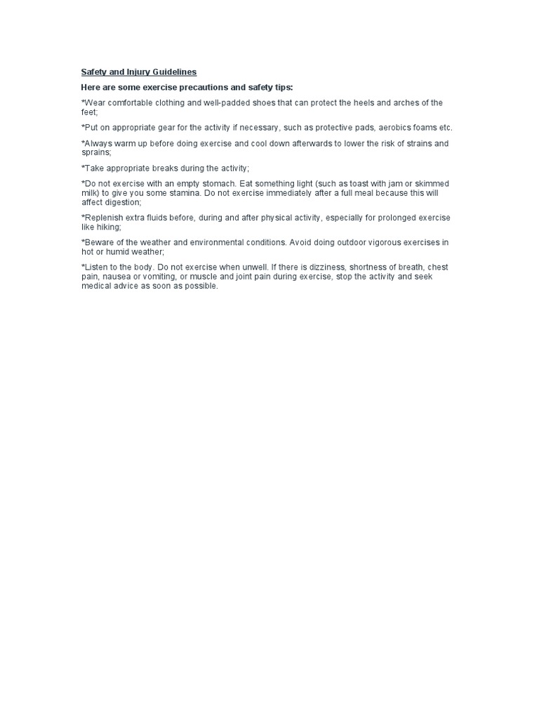 Safety and Injury Guidelines Here Are Some Exercise Precautions and ...