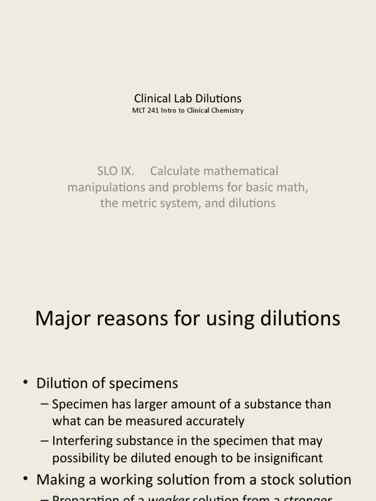 Dilution Techniques in Clinical Labs | PDF | Concentration | Creatinine