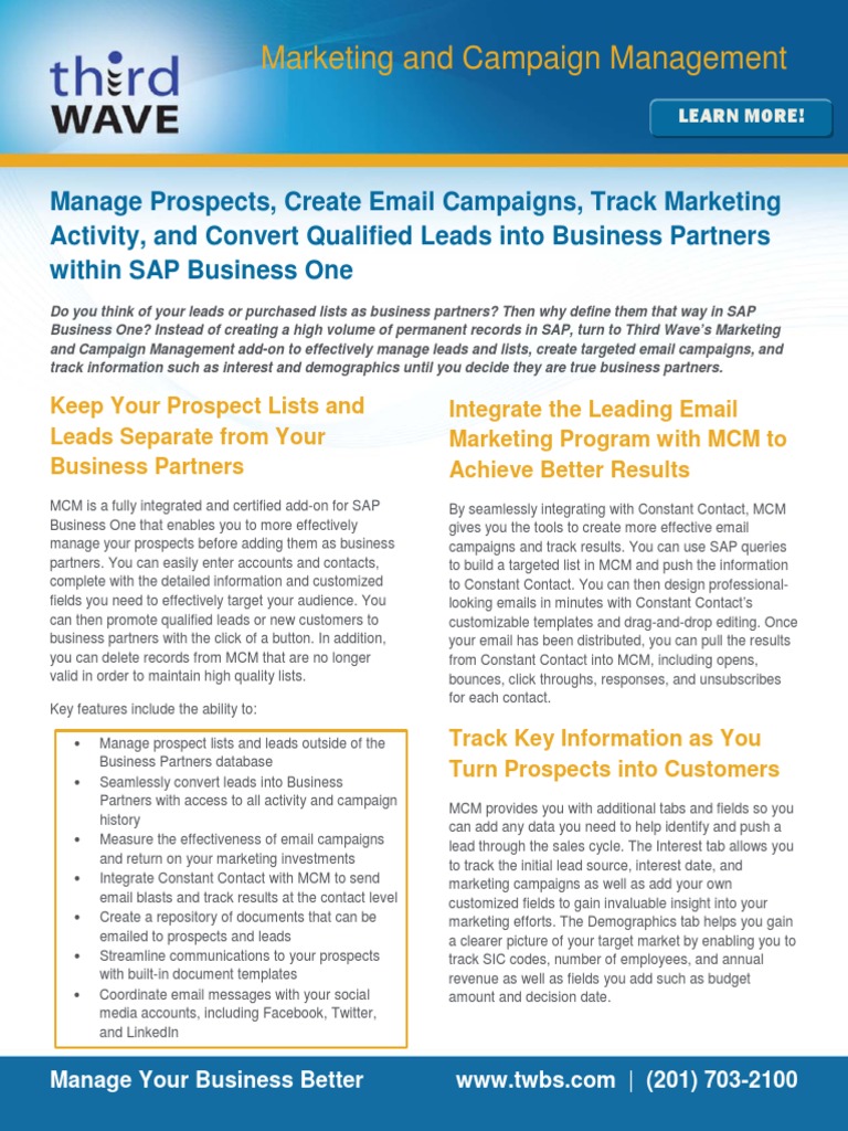 SAP Add Ons Marketing Campaign Management Datasheet | PDF | Linked In ...