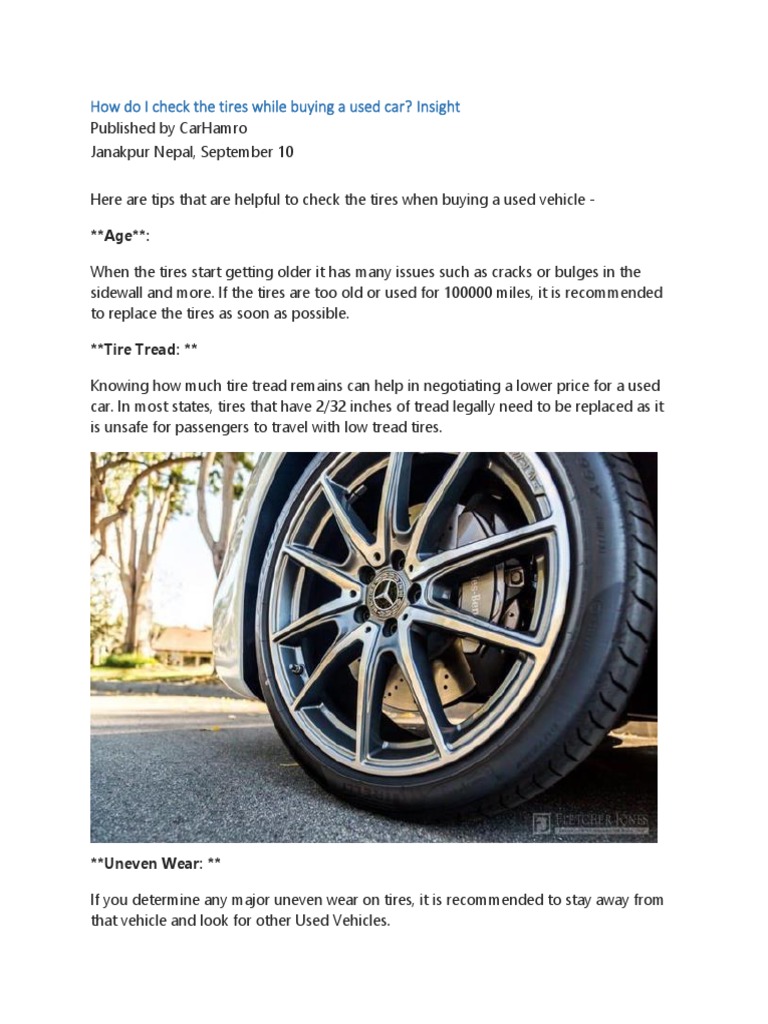 How Do I Check The Tires While Buying A Used Car | PDF | Business | Law