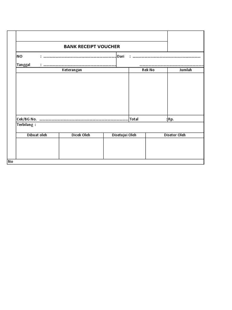 FORM Bank Reciept Voucher | PDF | Pengelolaan Keuangan & Uang