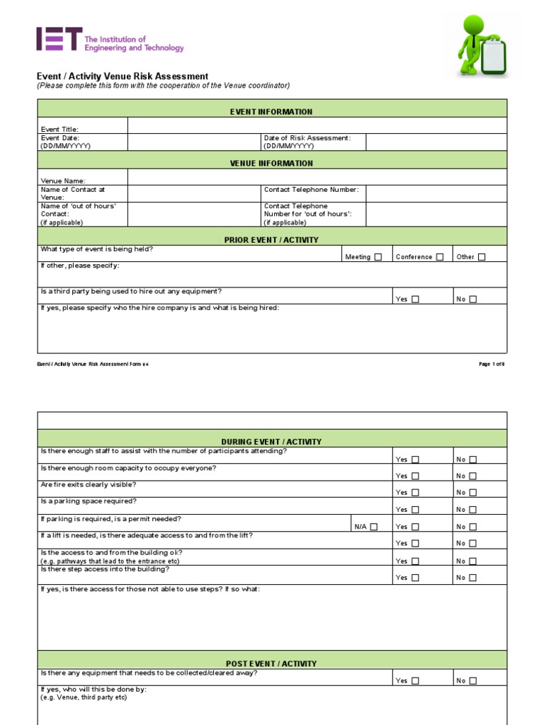 Venue Risk Assessment Checklist | PDF | Personal Protective Equipment ...