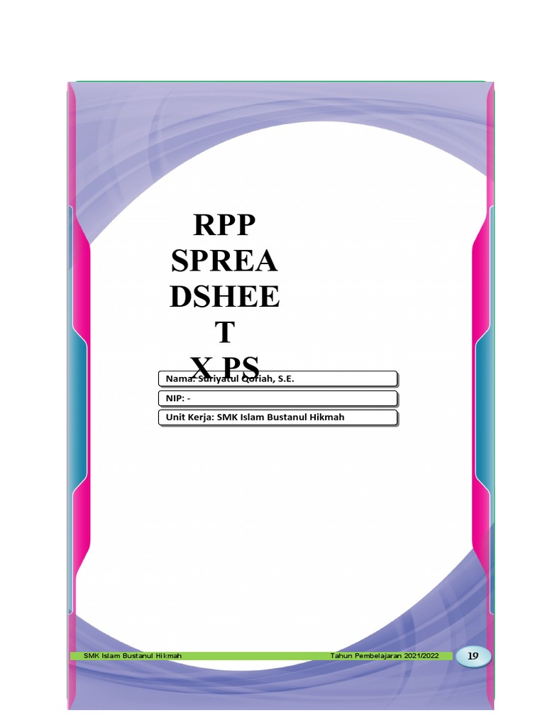 RPP - Kelas X - SPREADSHEET 1th | PDF | Karier & Perkembangan | Seni