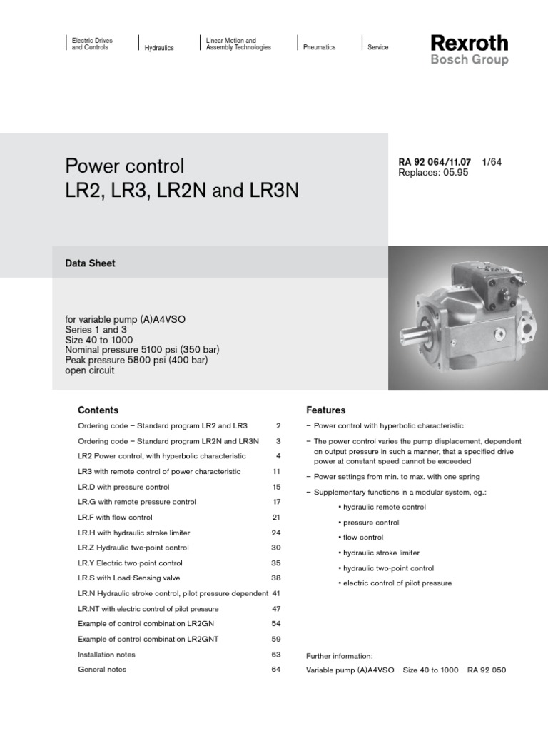 Power Control LR2, LR3, LR2N and LR3N: Replaces: 05.95 | PDF | Pump | Machines