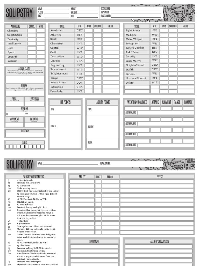 Solipstry: MOD Score Attribute Skill Skill | PDF