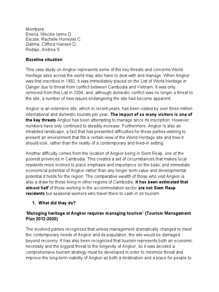 Case Study Answer Key | PDF | Tourism | Angkor