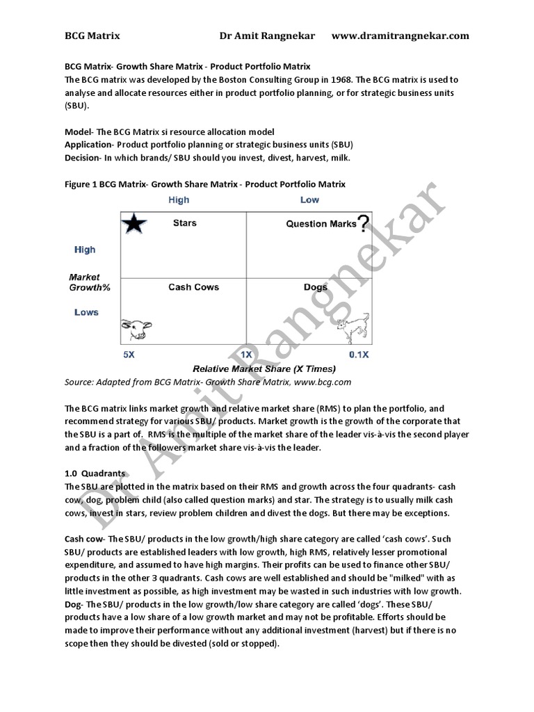 BCG Matrix Illustration | PDF | Economies | Marketing