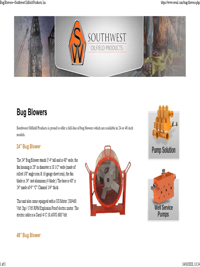 Bug Blowers-Southwest Oilfield Products, Inc | PDF | Machines ...