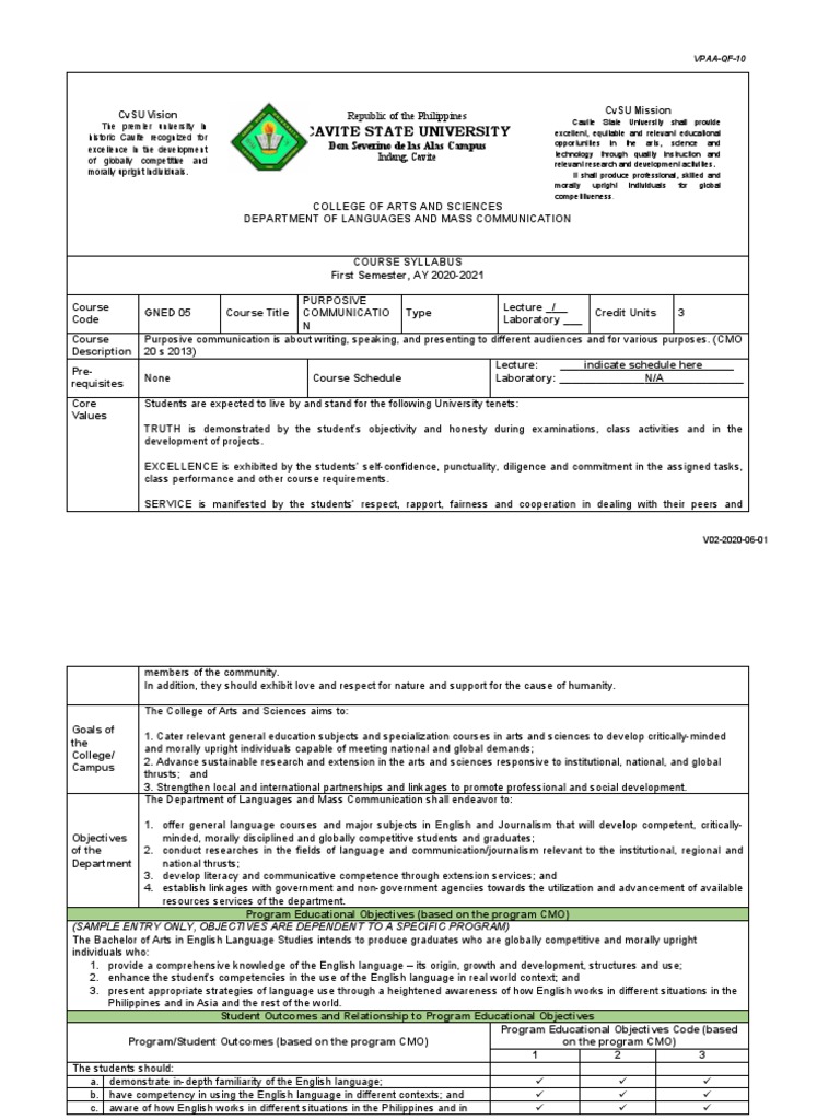 Cavite State University: Cvsu Mission Cvsu Vision | PDF | Cross ...