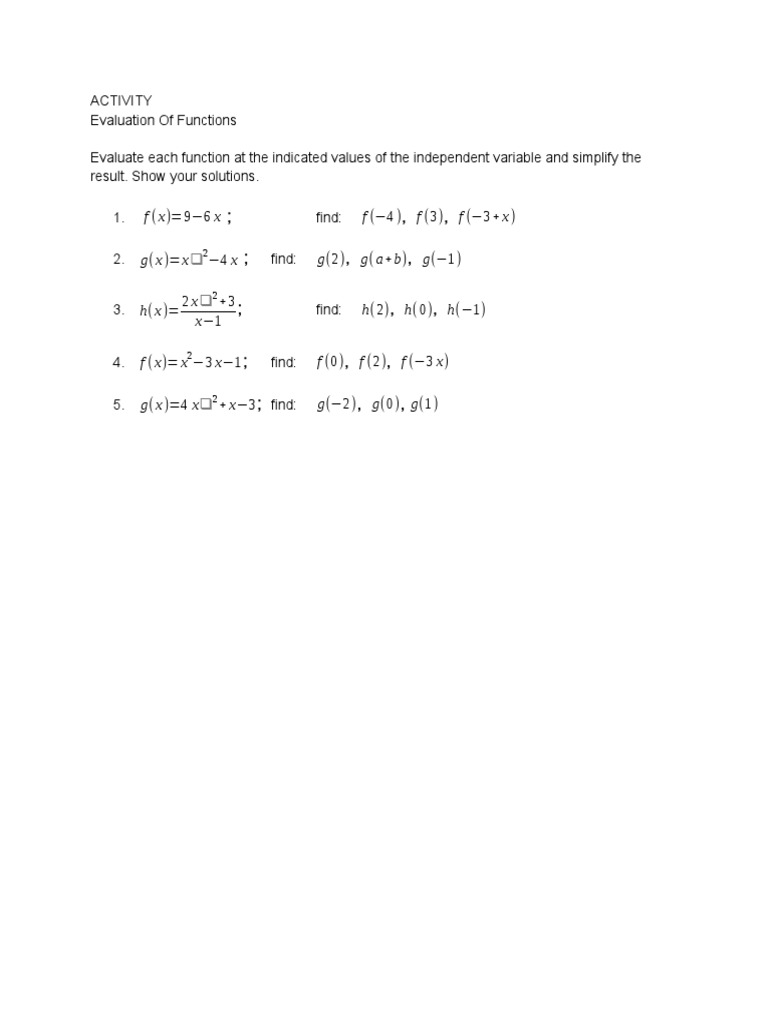 Evaluation of Functions | PDF | Teaching Methods & Materials