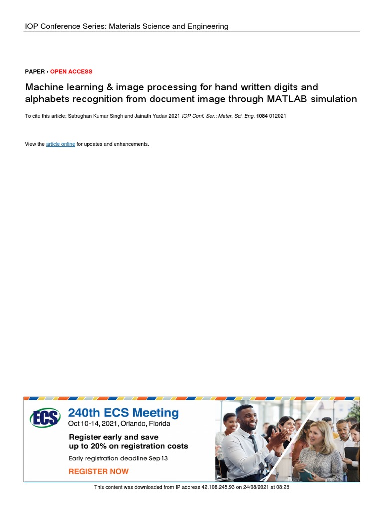 Handwritten Digit & Alphabet Recognition Using ML | PDF | Artificial ...