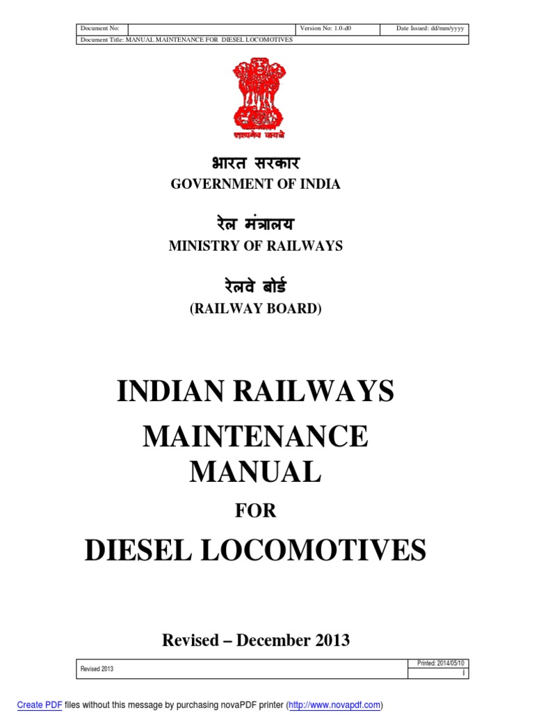 Diesel Loco Maintenance Manual-Revised-2013 | PDF | Rail Transport