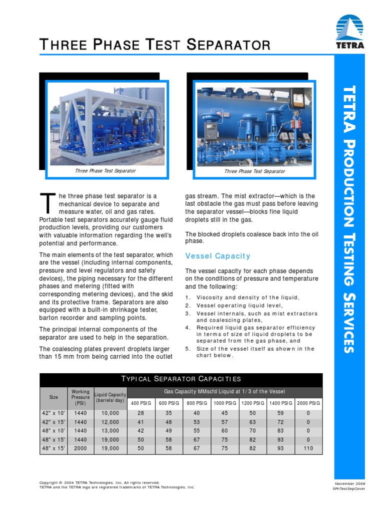 3 Phase Test Separator | PDF | Gas Technologies | Soft Matter