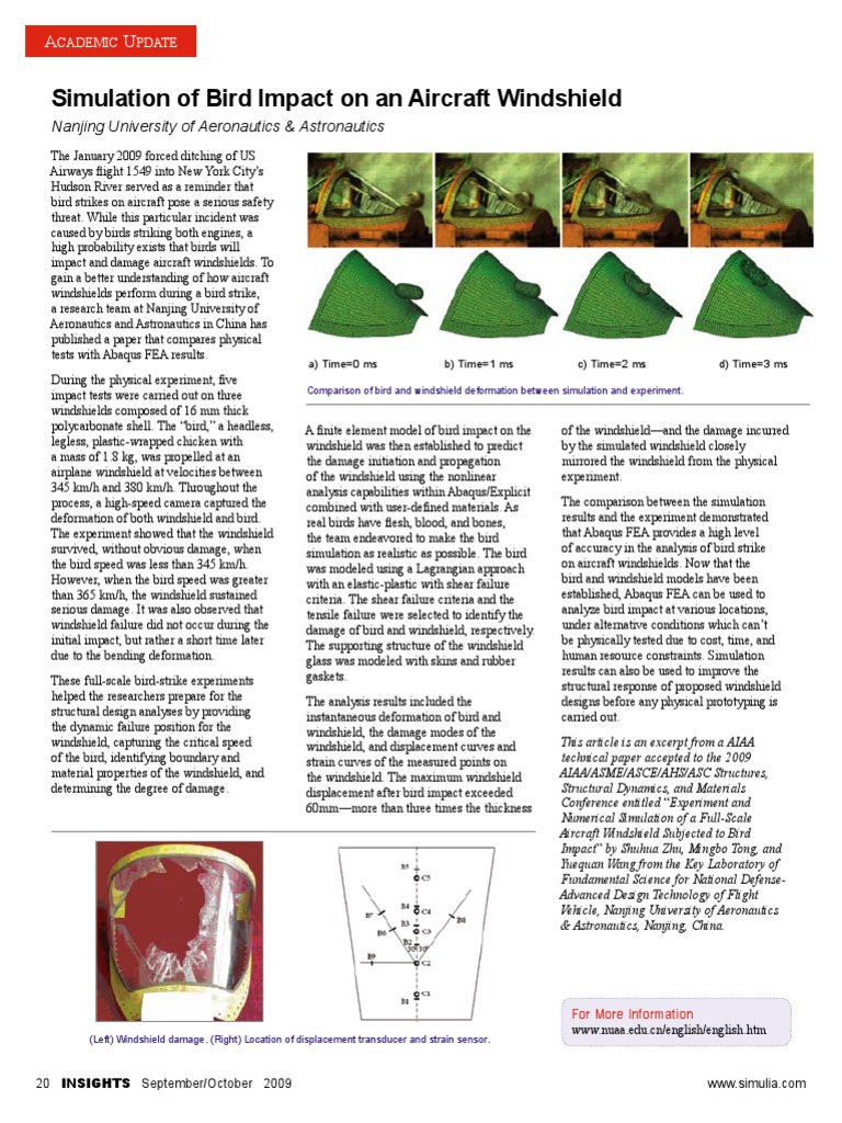 Aircraft Windshield Bird Impact Study | PDF | Finite Element Method ...