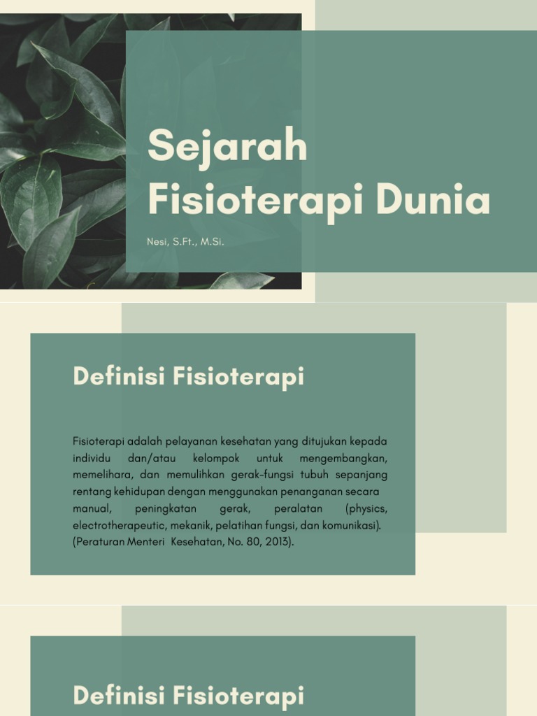 Sejarah dan Perkembangan Fisioterapi | PDF